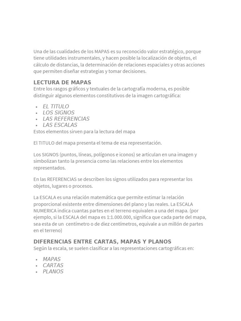 Caracteristicas de Los Mapas | PDF | Mapa | Cartografía