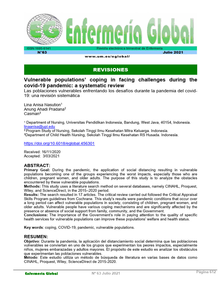 2021-Vulnerable Populations Facing Challenges During The Covid-19 ...