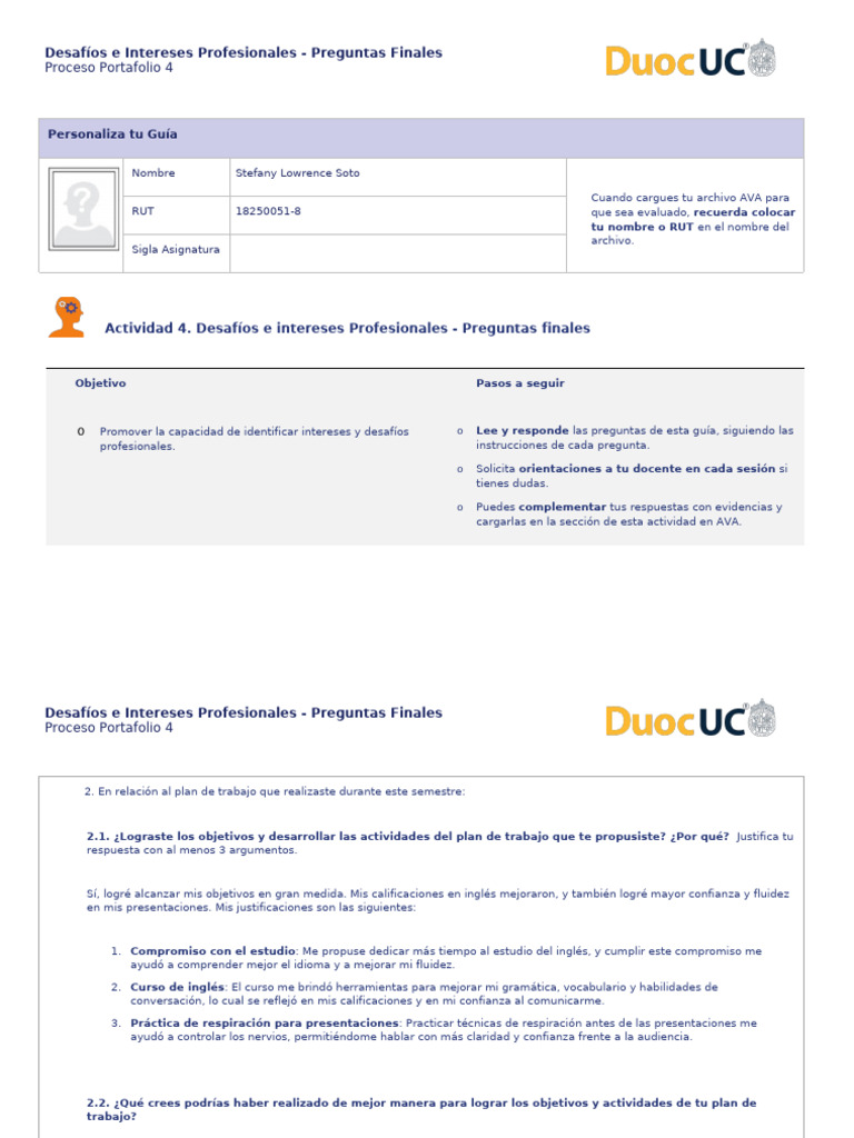 Desafíos e Intereses Profesionales - APP4 - Final | PDF | Aprendizaje