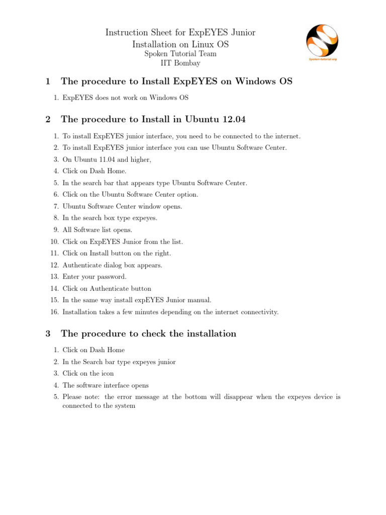 ExpEYES Installation Sheet English | PDF