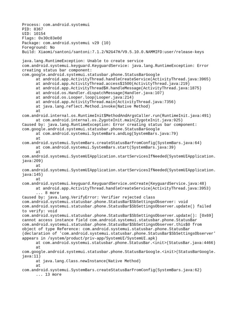 System App Crash@1737863045154 | PDF | Java (Programming Language) | Mobile Software