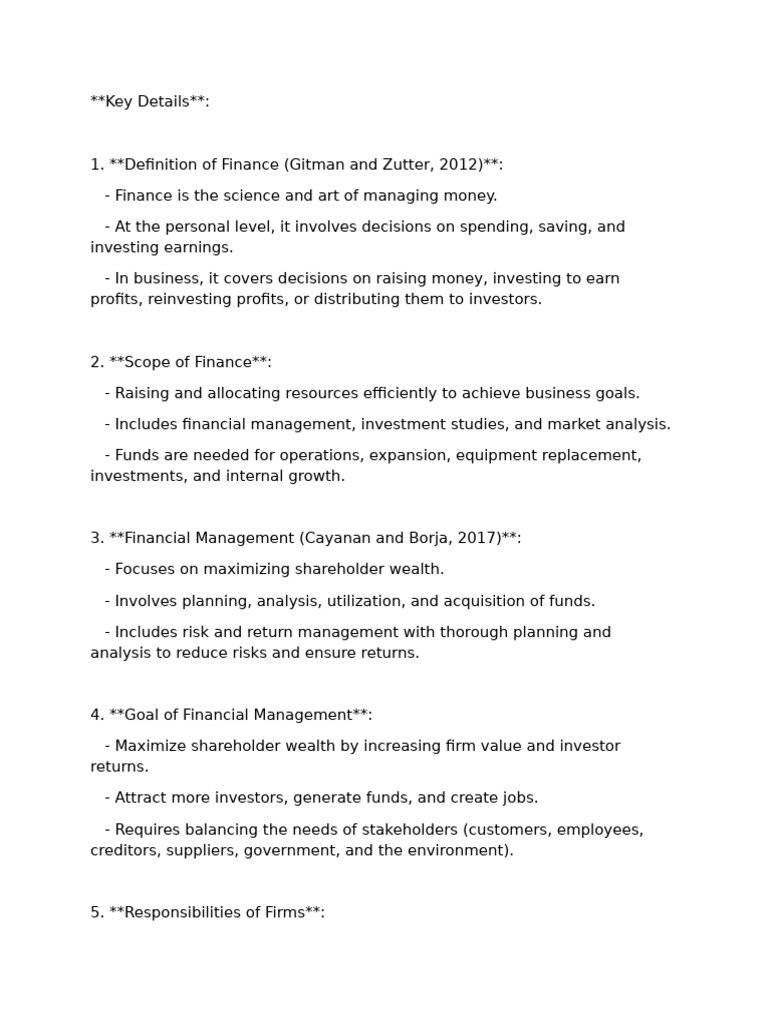 Summary of Introduction To Finance | PDF