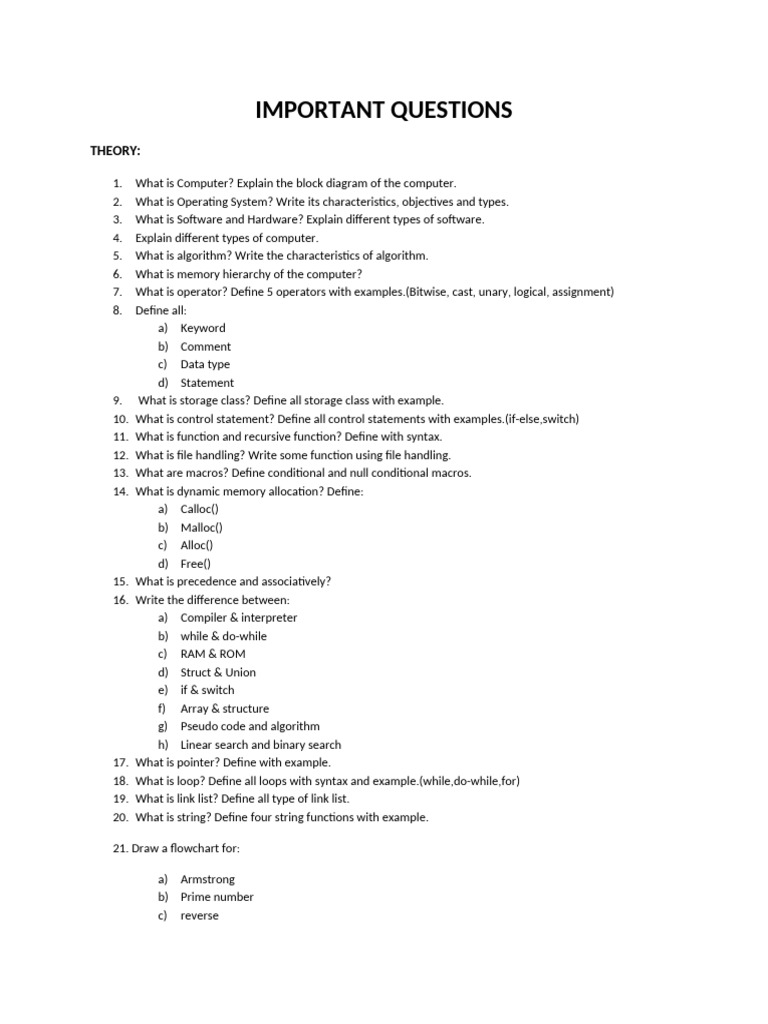 Pps Important Questions 2024 Even Sem | PDF | Computing | Software Engineering