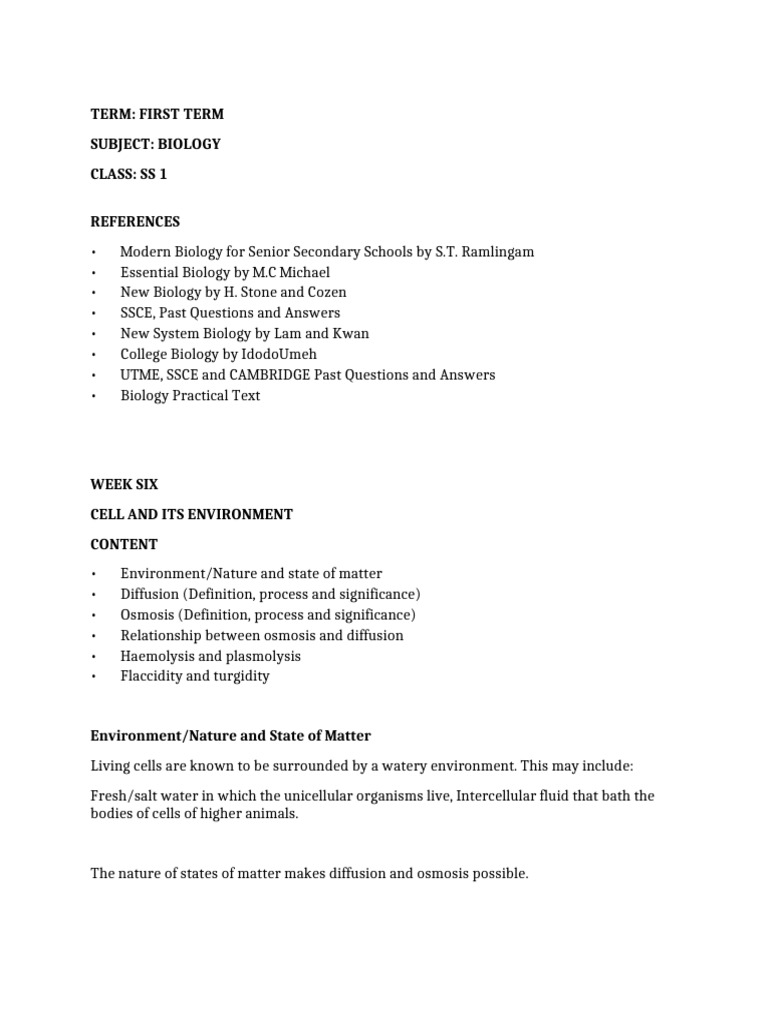 Cell and Its Environment | PDF | Osmosis | Diffusion