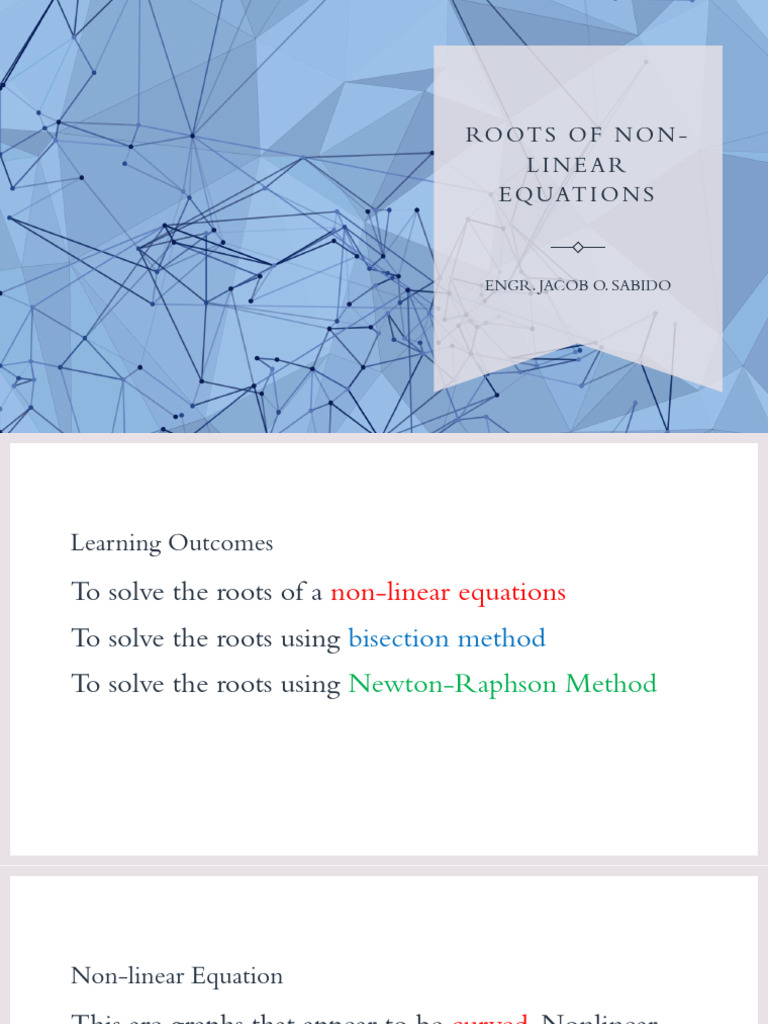 Solving Non-Linear Equations Roots | PDF | Zero Of A Function | Equations
