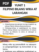 YUNIT 1 - Filipino Bilang Wikang Pambansa, Wika NG Bayan, at Wika NG Pananaliksik | PDF