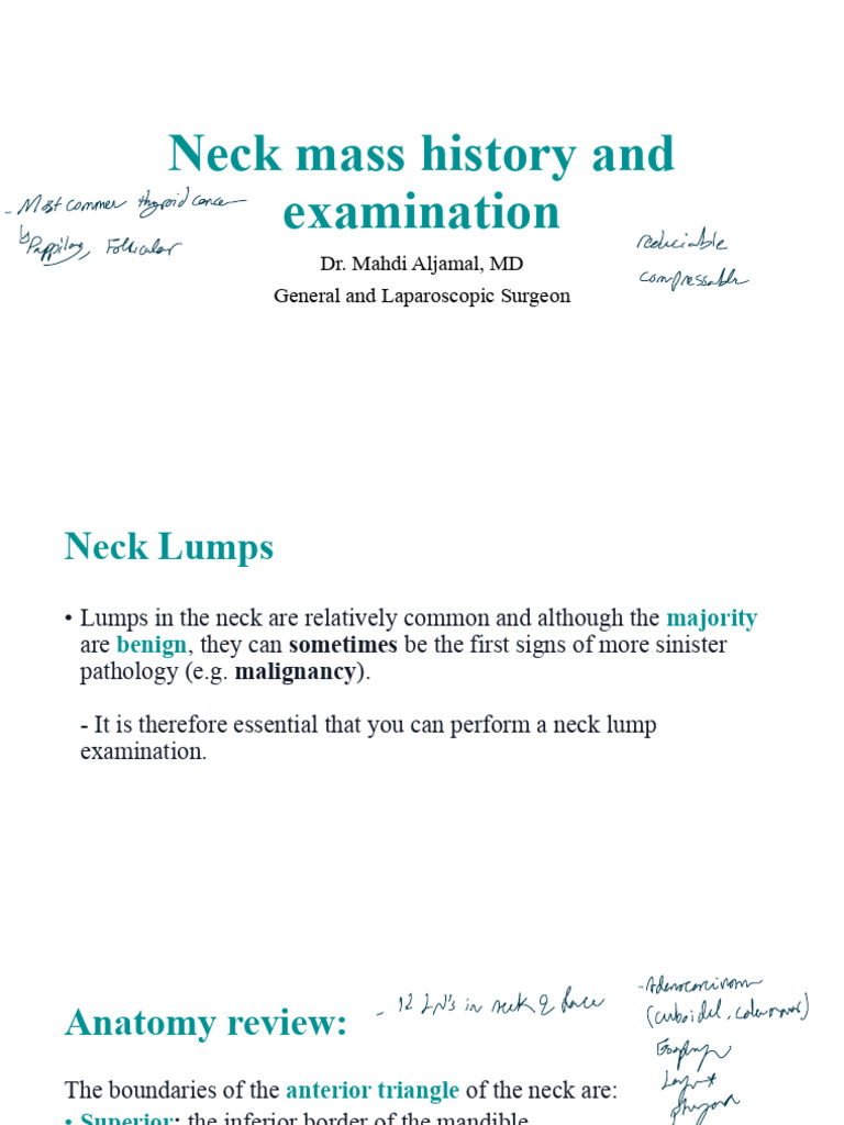 Neck Mass Examination and History Guide | PDF | Neck | Thyroid