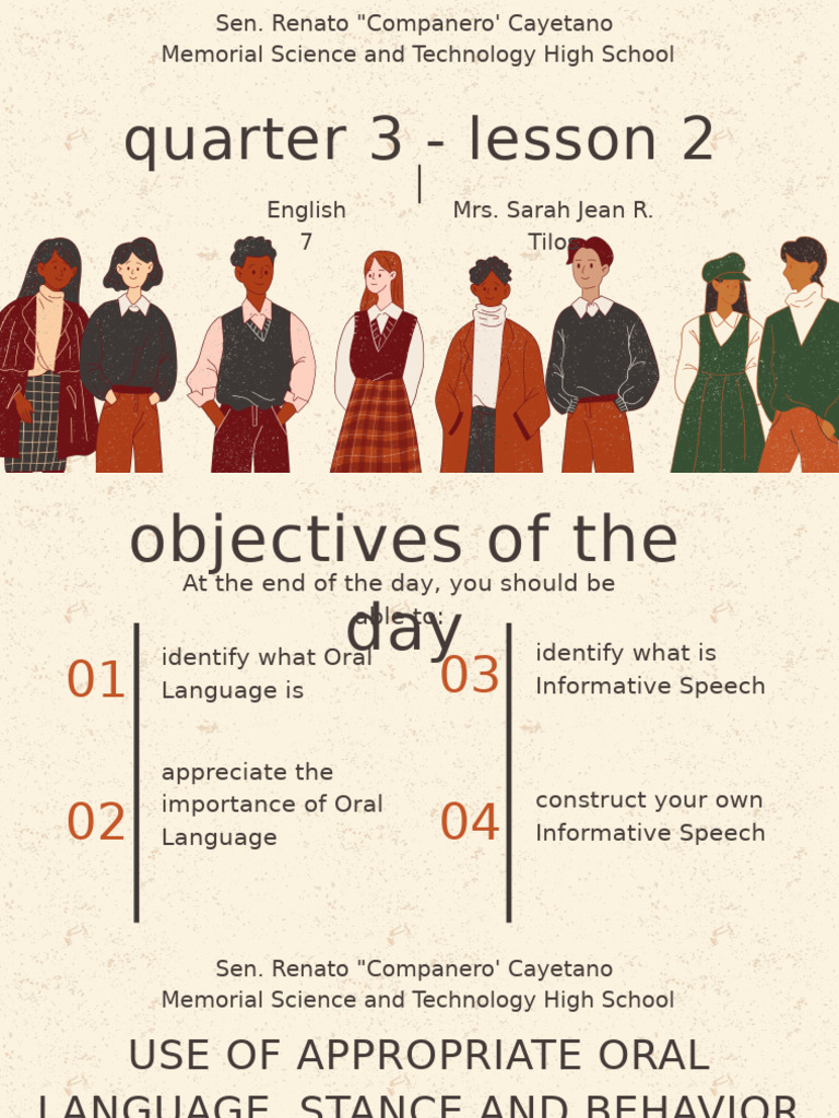 Lesson 2 Use of Appropriate Oral Language For Students | PDF ...