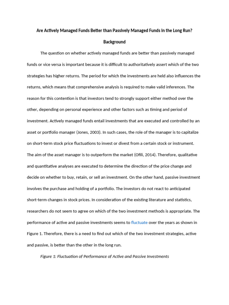 Actively Managed Funds Better Vs Passively Managed Funds | PDF ...