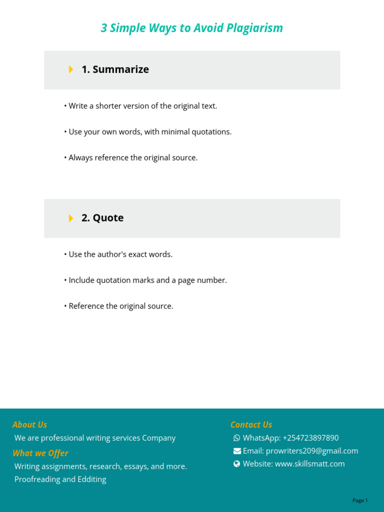 Plagiarism Tips for Students | PDF