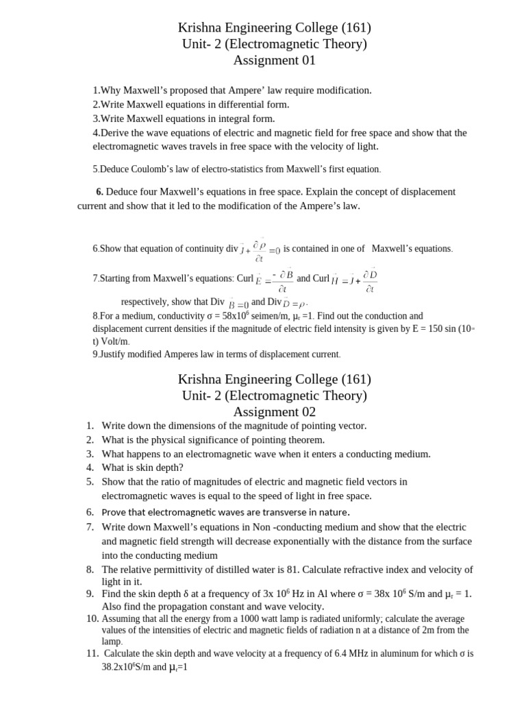 Unit 2 Elctromagnetic Field Theory | PDF | Waves | Maxwell's Equations