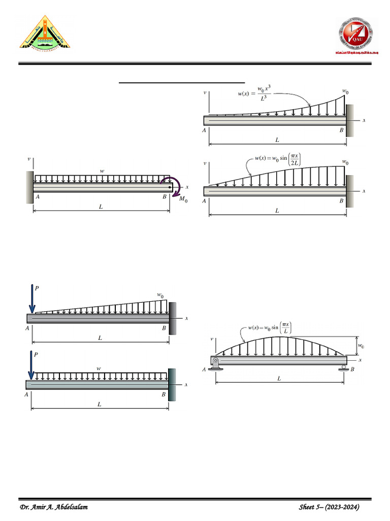 Sheet 5. Deflection of Beams | PDF | Beam (Structure) | Physical Sciences