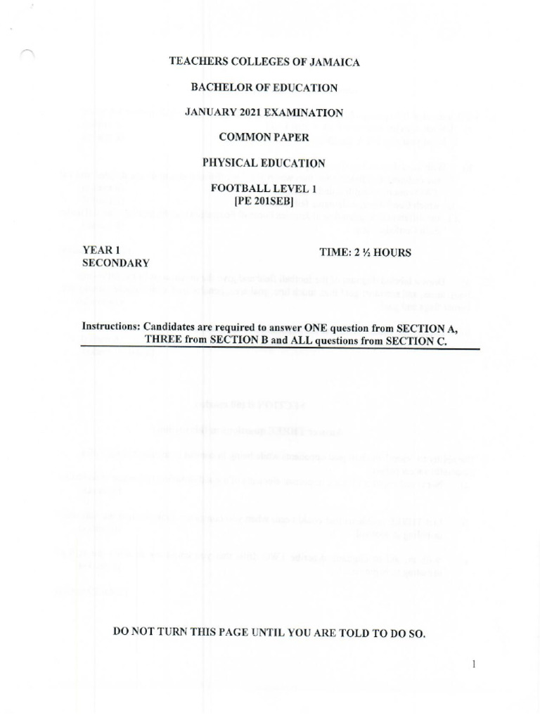 Bachelor of Education 2021 - Football Level 1 (PE201SEB) | PDF