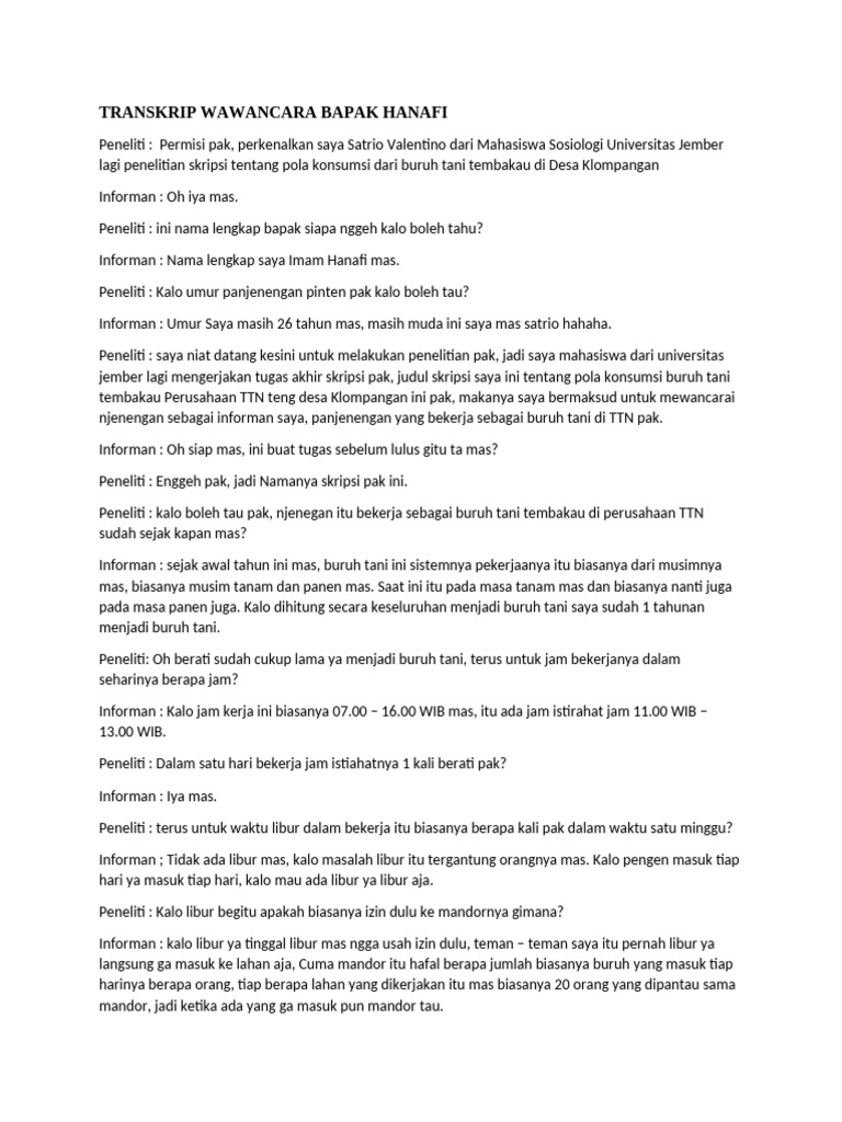 Transkrip Skripsi | PDF