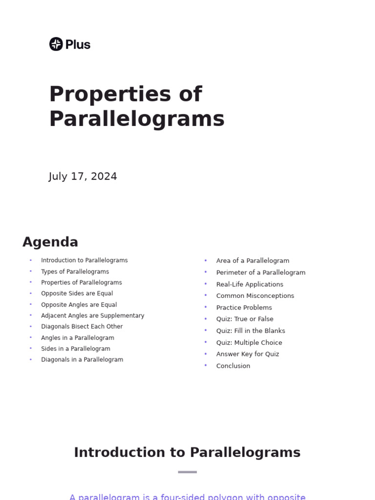 MATH9 Q3 2 WK1 Properties of Parallelograms | PDF | Rectangle | Triangle