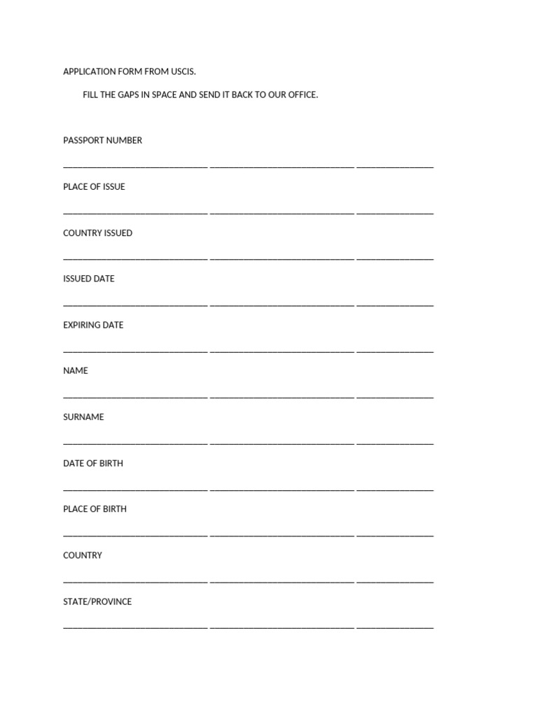 USCIS Application Form Template | PDF | Government And Personhood