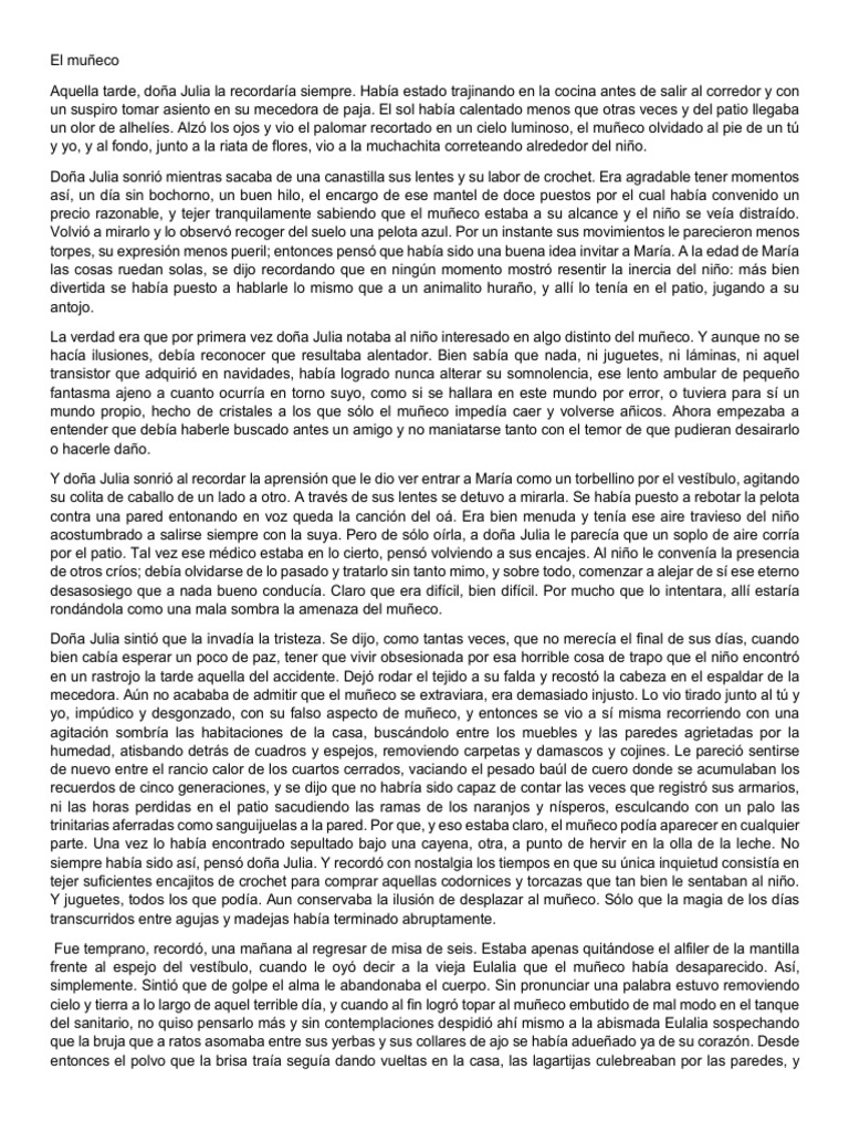 El Muñeco - Marvel Moreno | PDF