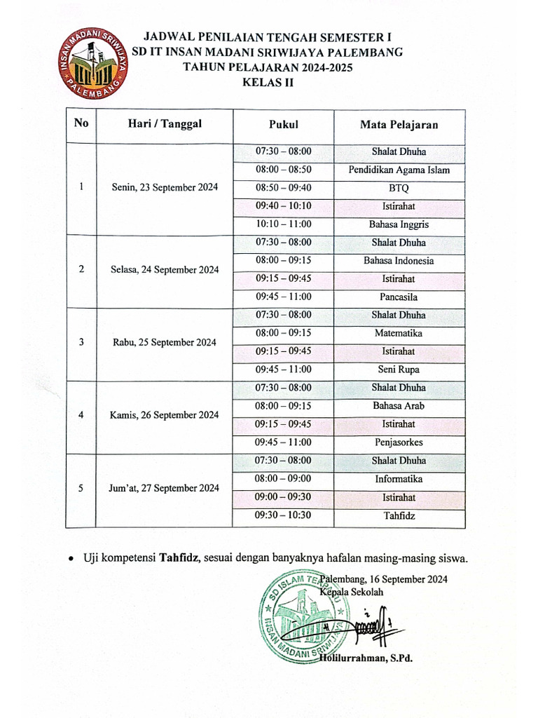 Jadwal Kelas 2 Pdf