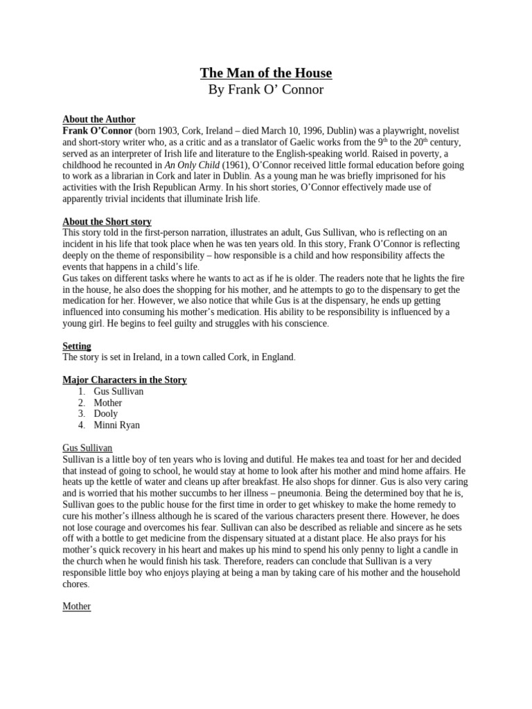 Analysis of "The Man of the House" | PDF | Narration