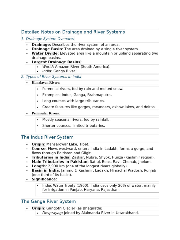 Drainage notes 1 | PDF | Morphology | Aquatic Ecology