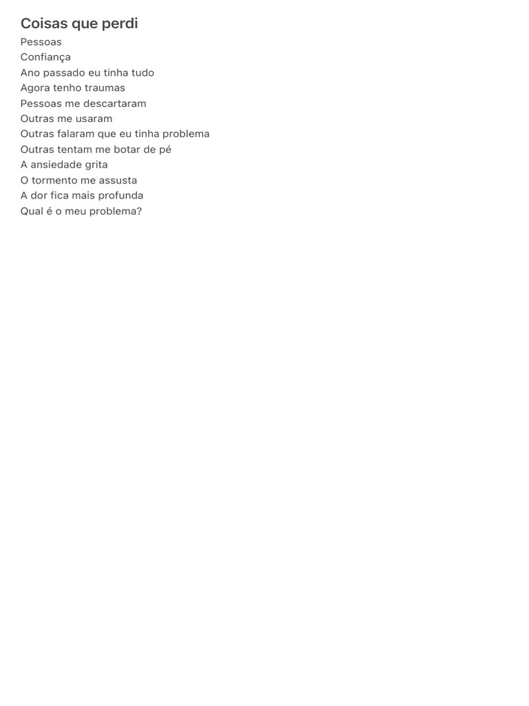 Coisas Que Perdi | PDF