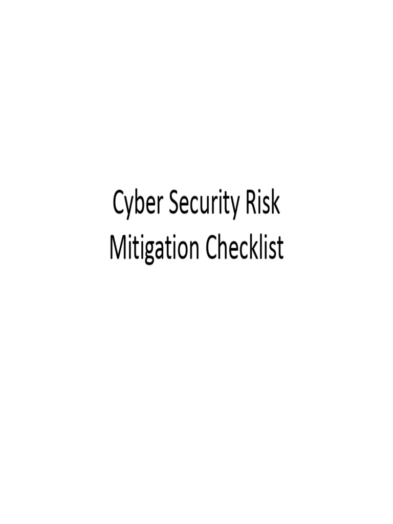 Cybersecurity Risk Mitigation Checklist | PDF | Security | Computer ...