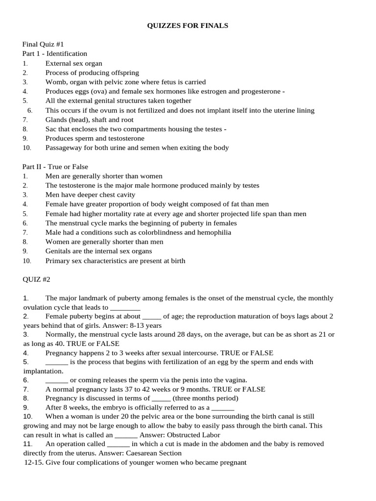 QUIZZES Gender and Society FINALS - 101229 | PDF | Menstrual Cycle | Pregnancy