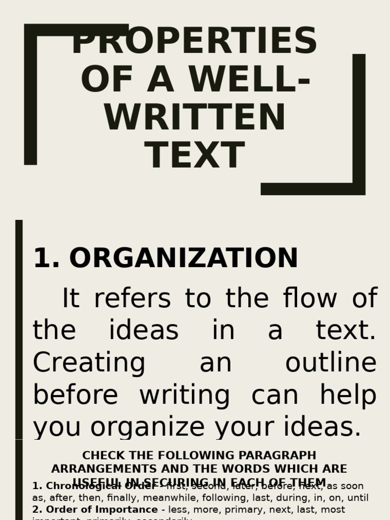 Properties of A Well-Written Text | PDF | Linguistics | Grammar