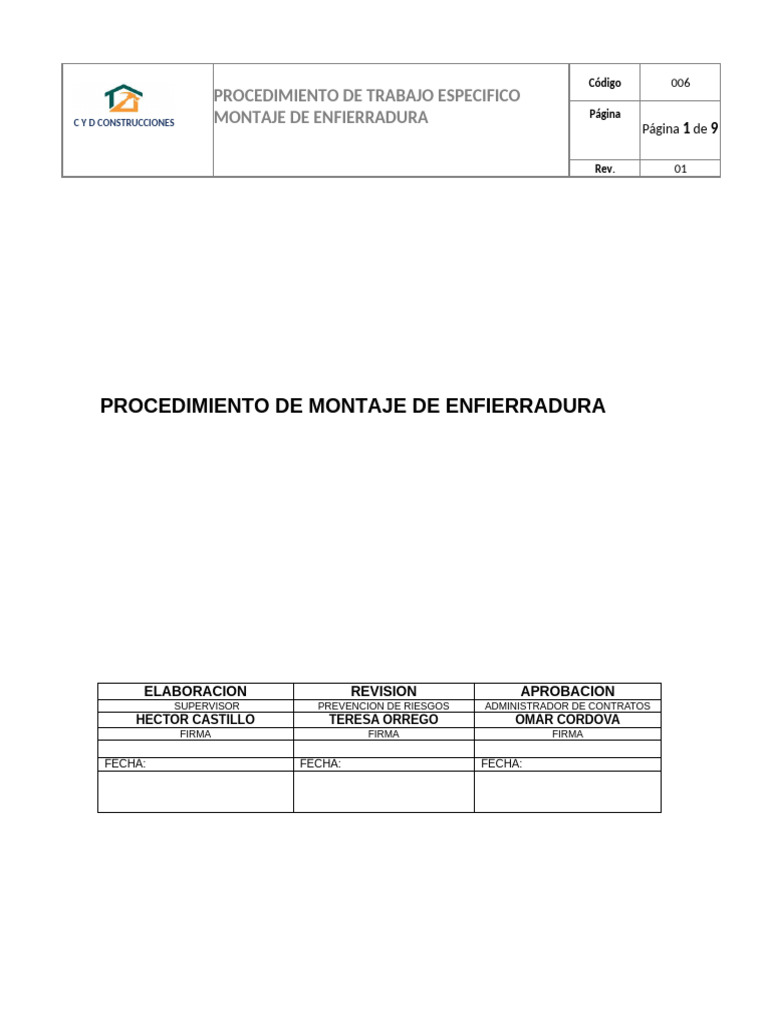 Pe-006 Montaje de Enfierradura | PDF | Hormigón