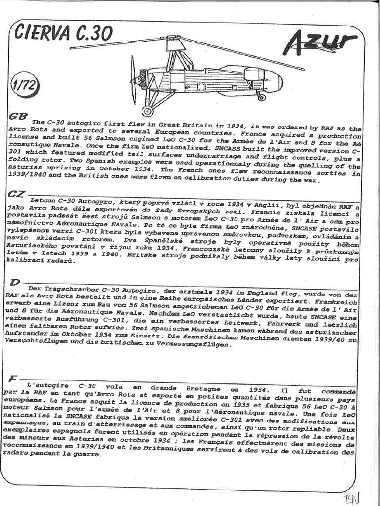 Cierva C.30 Instructions | PDF