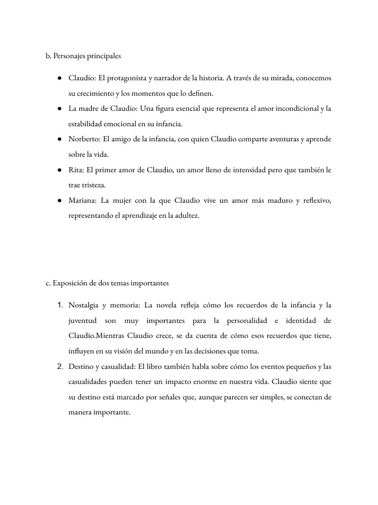 B. Personajes Principales Claudio | PDF