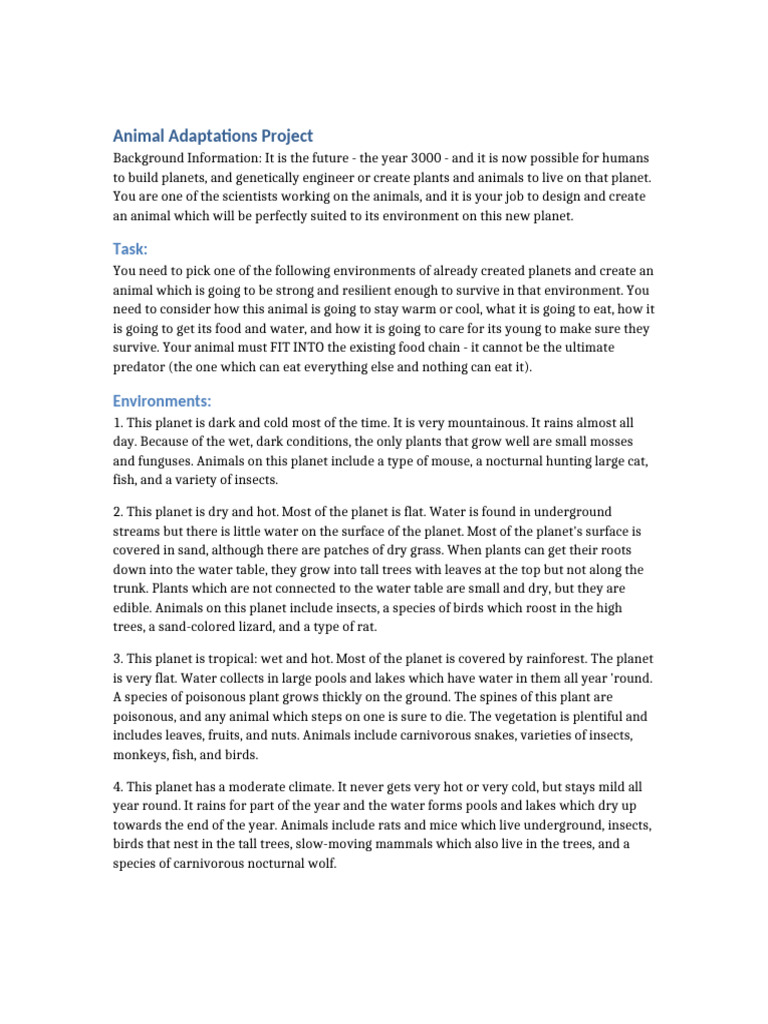 Animal_Adaptations_Project | PDF | Trees | Plants