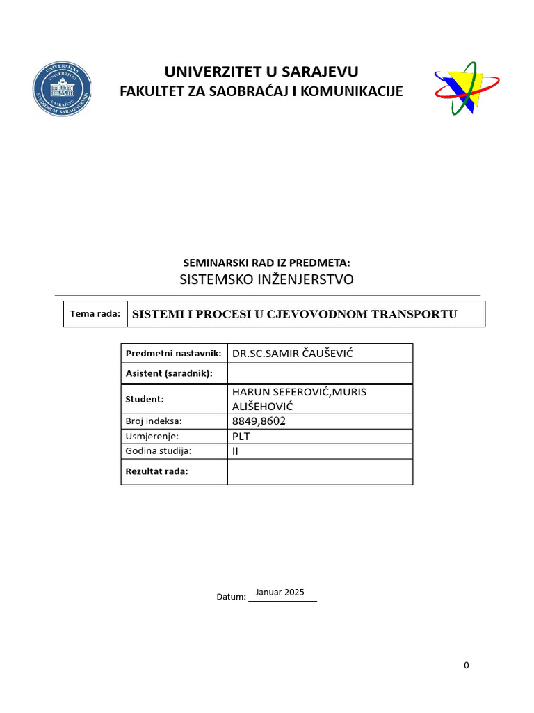 Seminarski Rad CJEVOVDNI TRANSPORT - Kopija | PDF