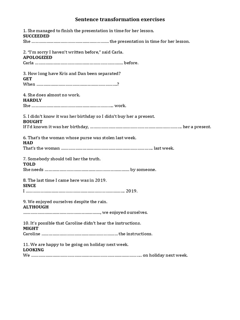 Sentence transformation | PDF