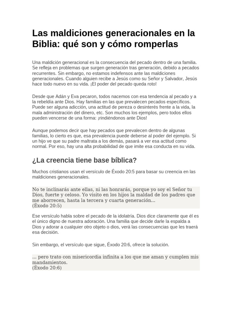 Rompiendo maldiciones generacionales | PDF | Pecado | Dios