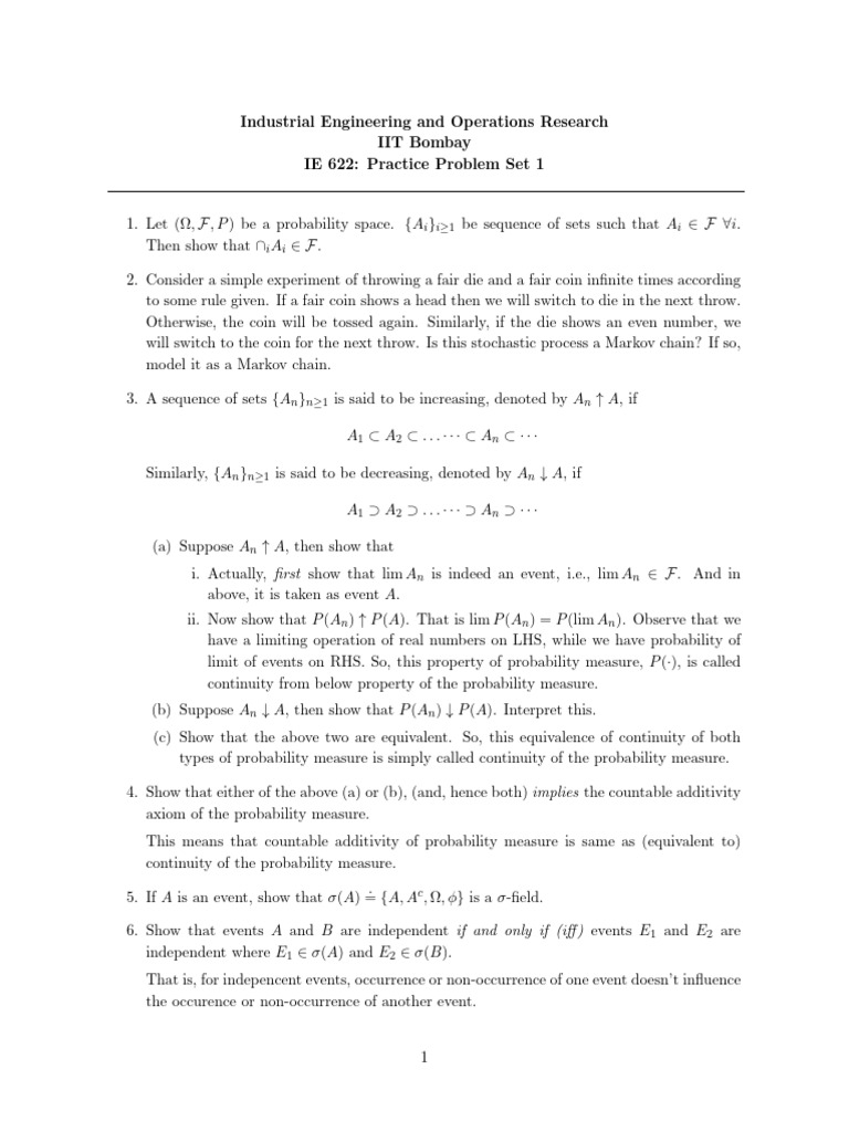 2025_IE622 | PDF | Stochastic Process | Measure (Mathematics)