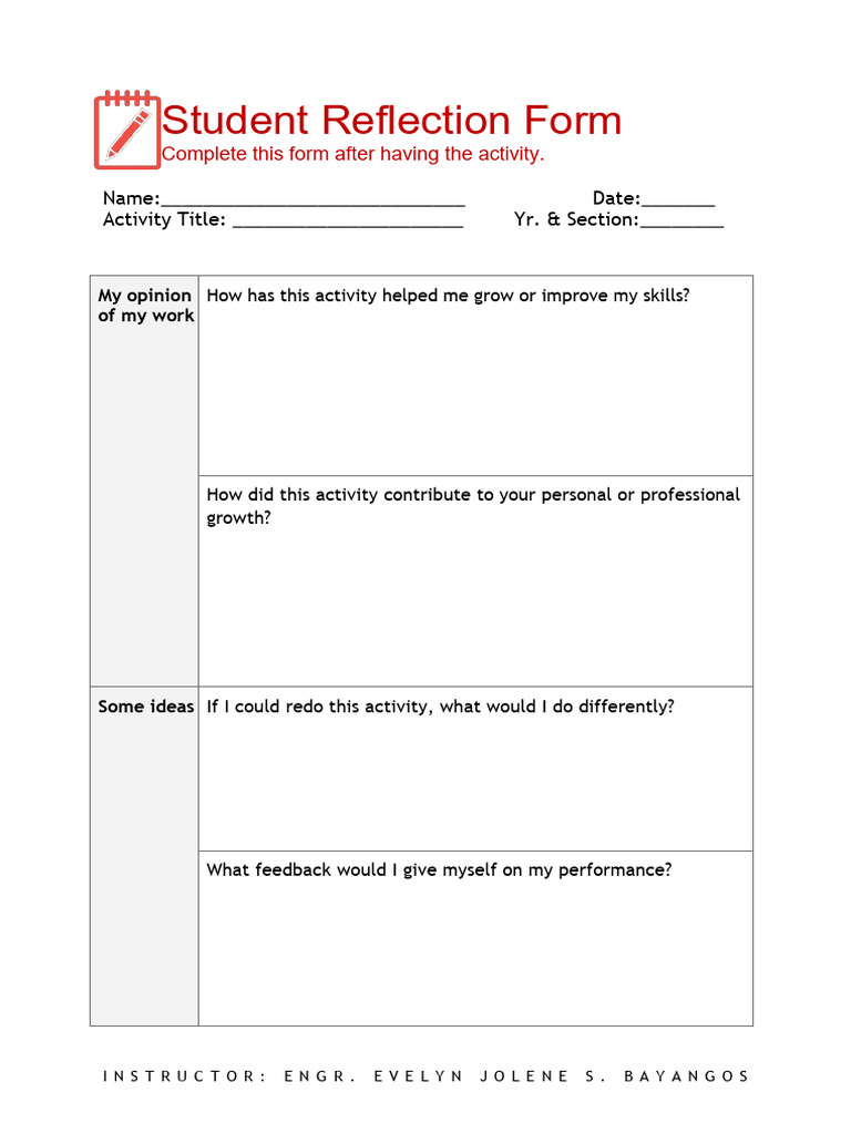 Student-Reflection-Form | PDF