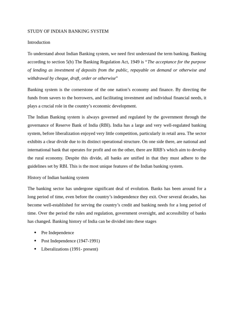 Overview of Indian Banking System | PDF | Banks | Reserve Bank Of India