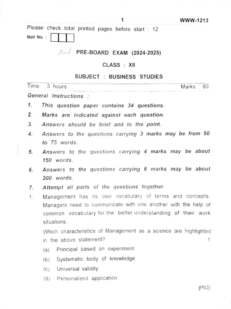 2nd Pre Board 2025 KV Ghy Region | PDF | Equity (Finance) | Market (Economics)