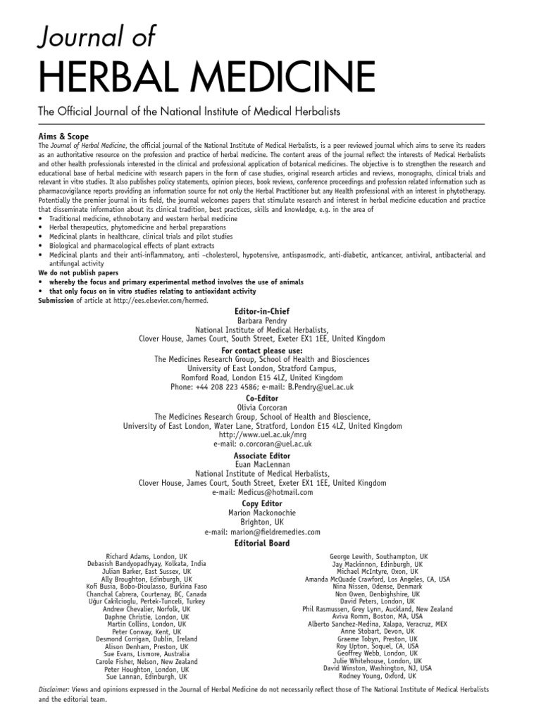 Inside Front Cover - 2016 - Journal of Herbal Medicine | PDF | Academic ...