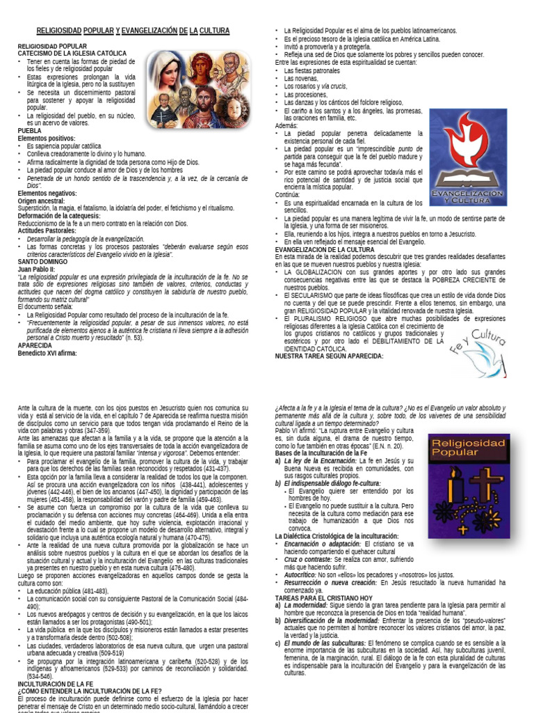 5° - Religiosidad Popular y Evangelización de La Cultura - Ficha | PDF ...