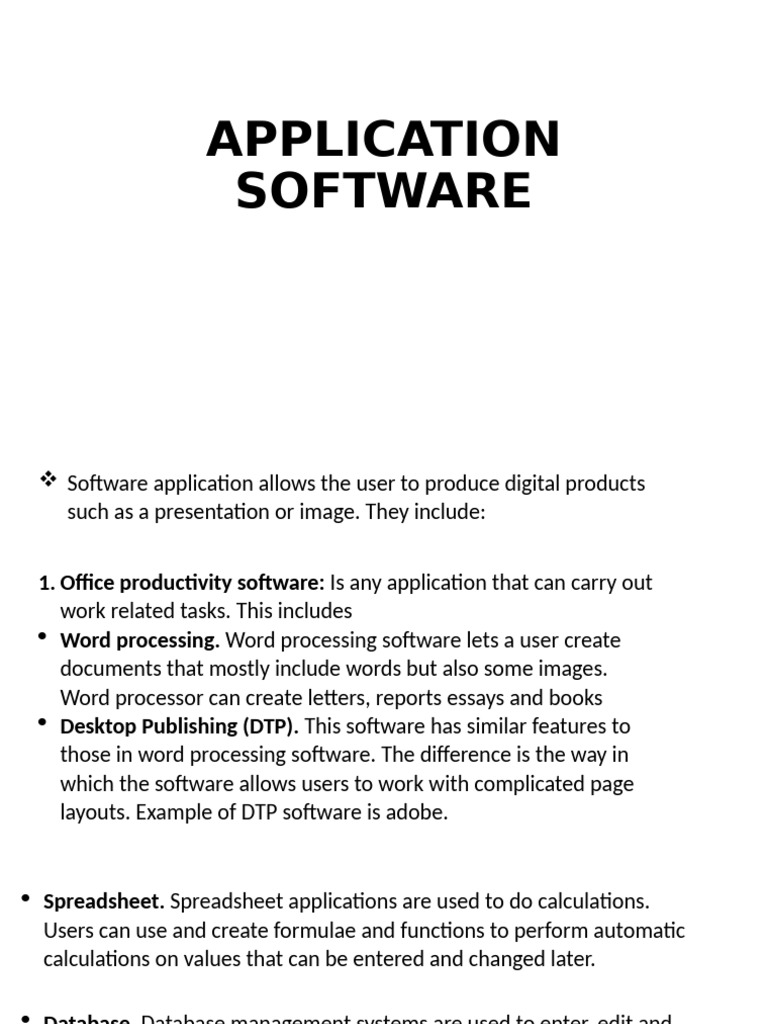 APPLICATION SOFTWARE | PDF