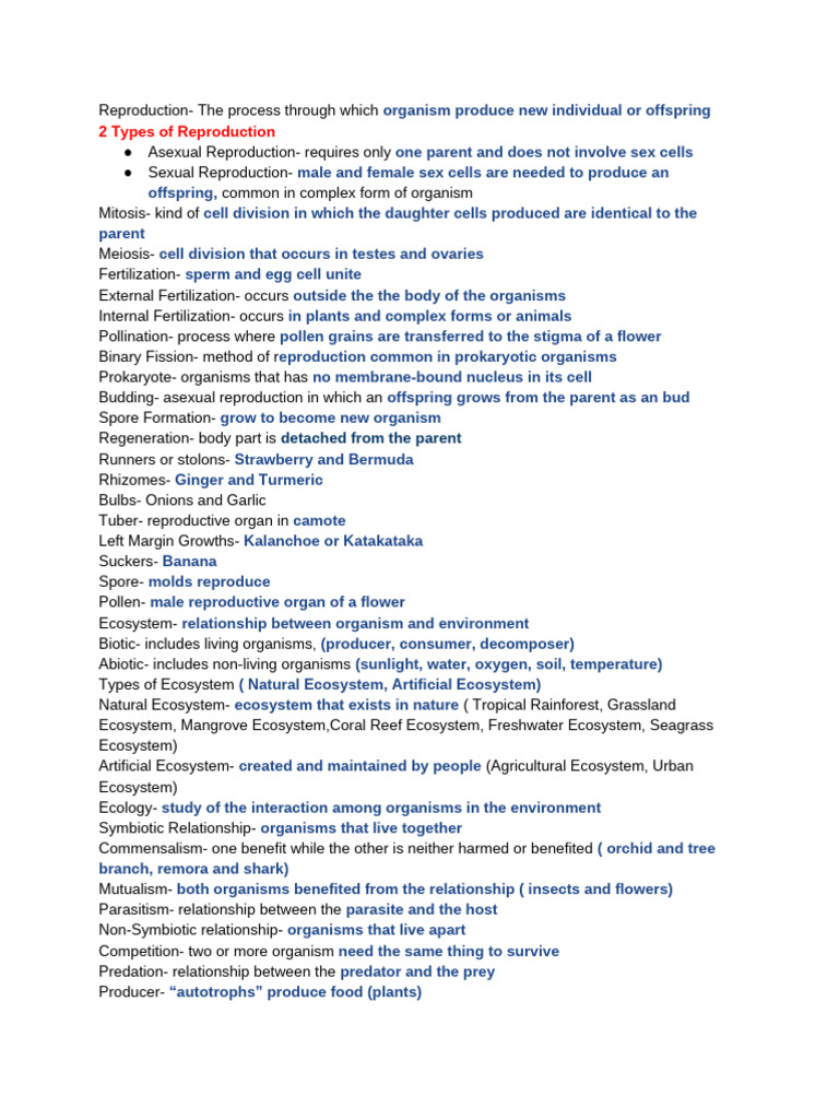 Grade-7-Reviewer-1 | PDF | Plant Reproduction | Sexual Reproduction