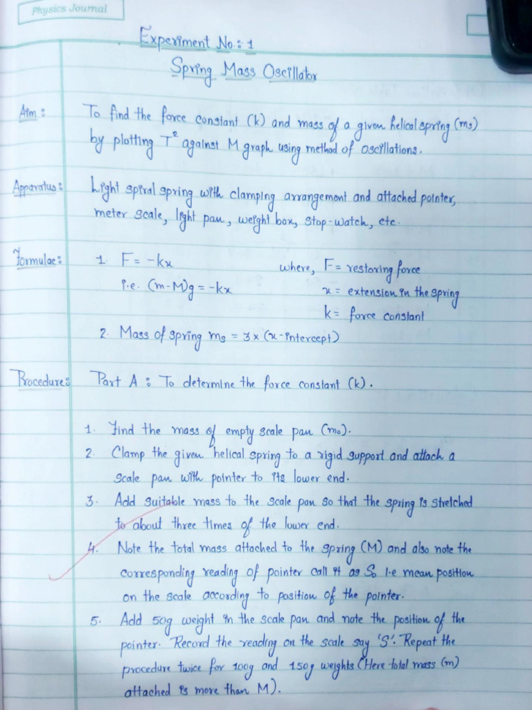 Spring Mass Oscillator | PDF