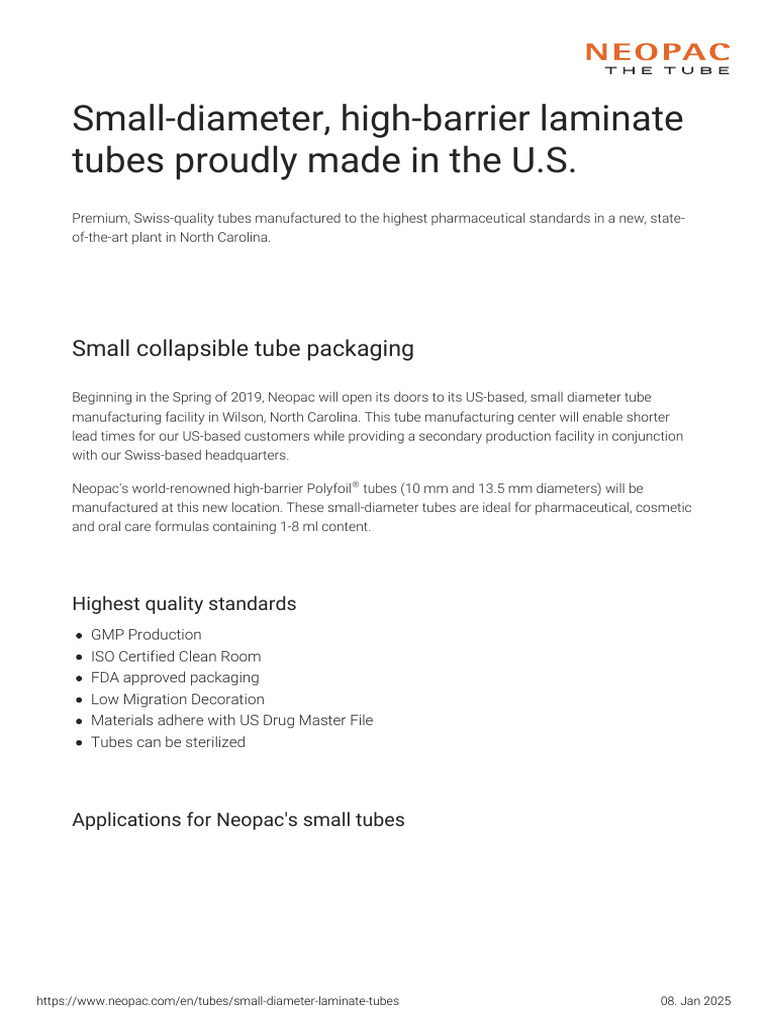 Small Diameter Laminate Tubes | PDF | Cosmetics