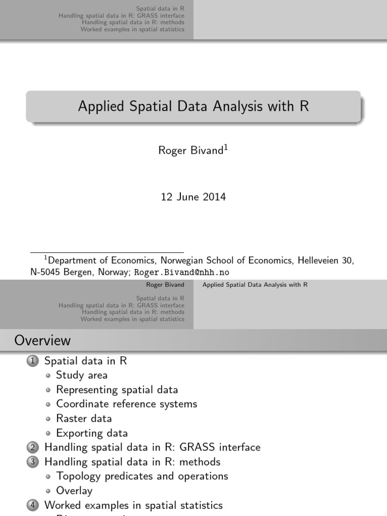 Applied Spatial Data Analysis With R | PDF | Spatial Analysis | Geographic Information System