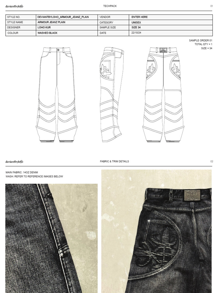 Deviantbyloho Armour Jeanz Plain Techpack | PDF | Clothing