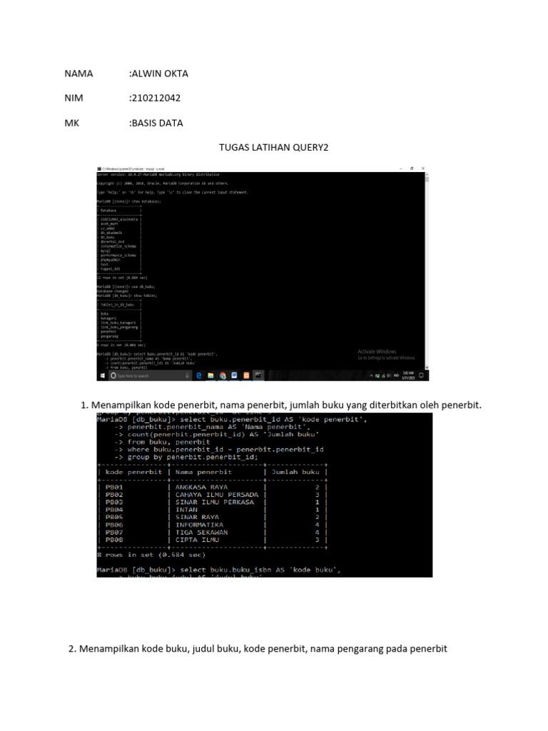 Alwinokta Query2 | PDF