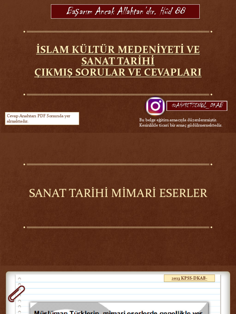 İslam Kültür Medeni̇yeti̇ Ve Sanat ''Konularina Göre Düzenlenmi̇ş ...