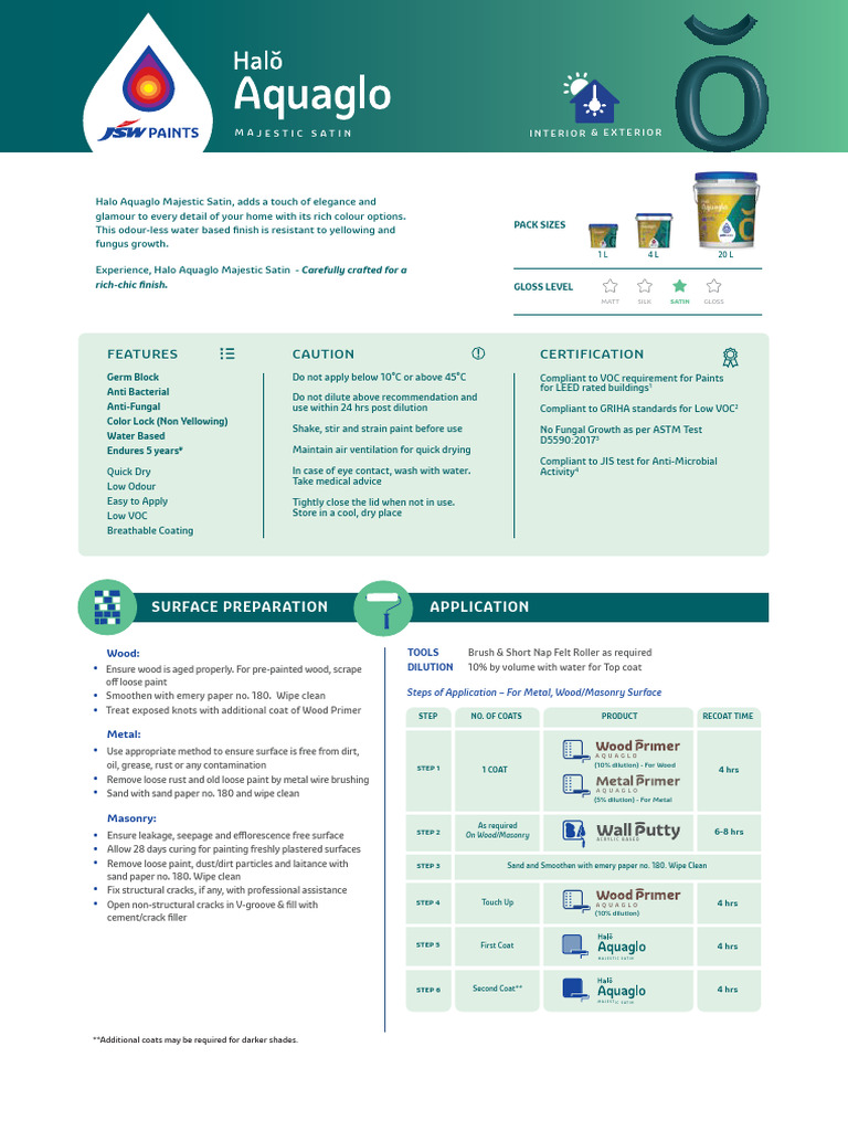 Halo Aquaglo Majestic Satin Catalogue - 0 | PDF | Paint | Acrylic Paint